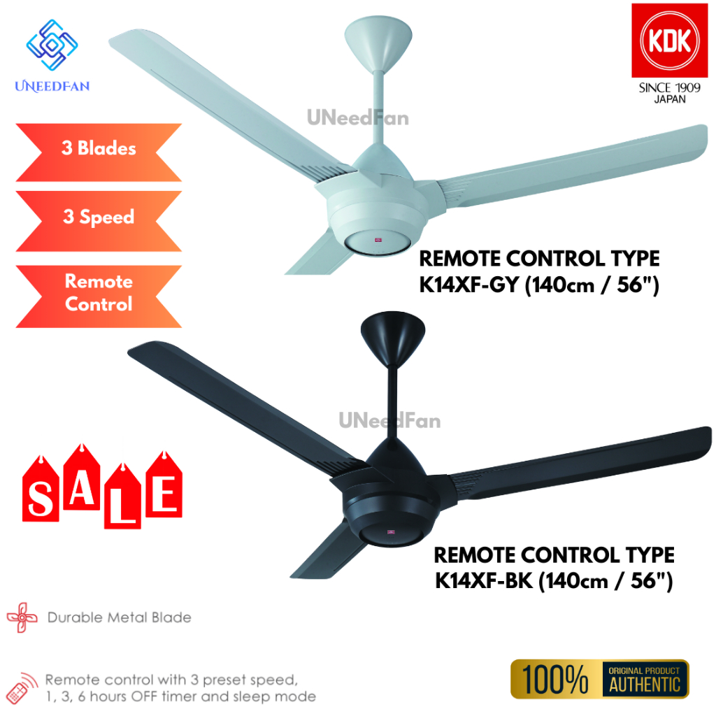 KDK K14XF-GY / K14XF-BK KIPAS SILING CEILING FAN 3 BLADES WITH REMOTE ...