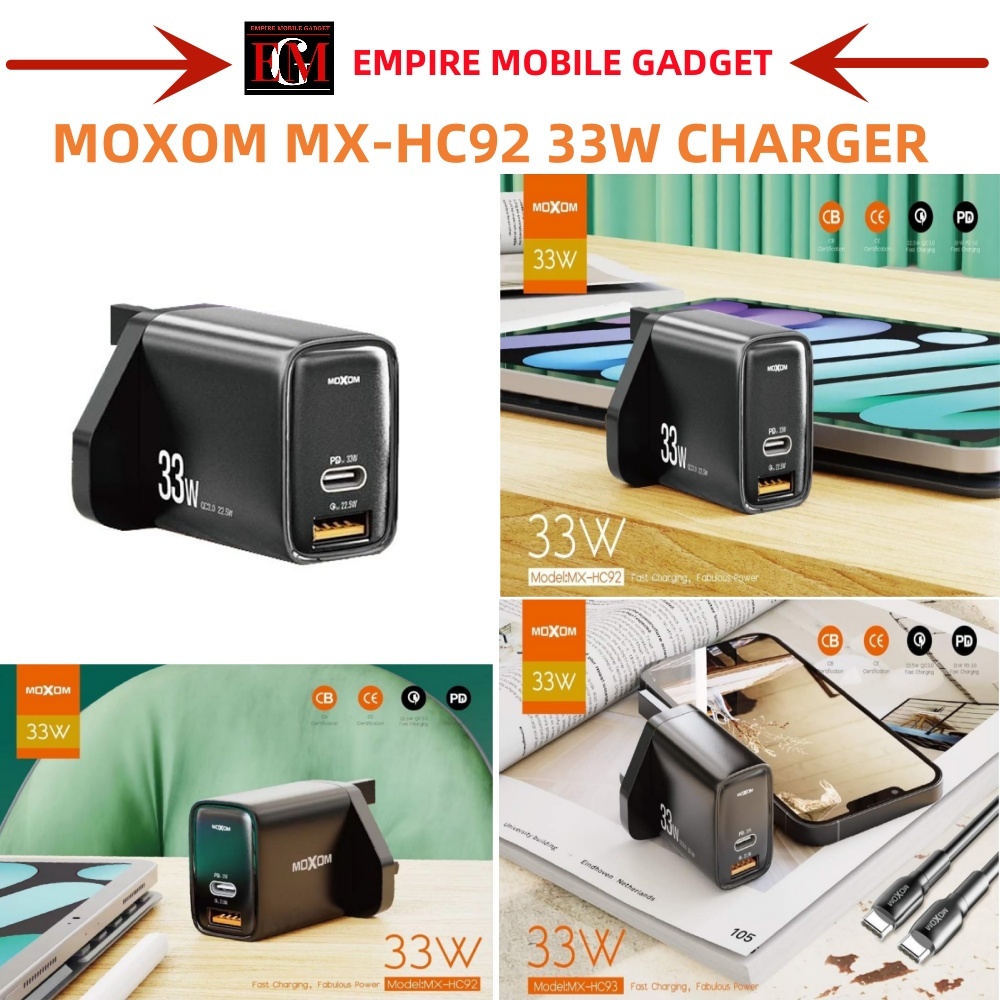 MOXOM MX-HC92 Urban PD 33W Fast Charger / MOXOM MX-HC93 PD 33W Charger ...