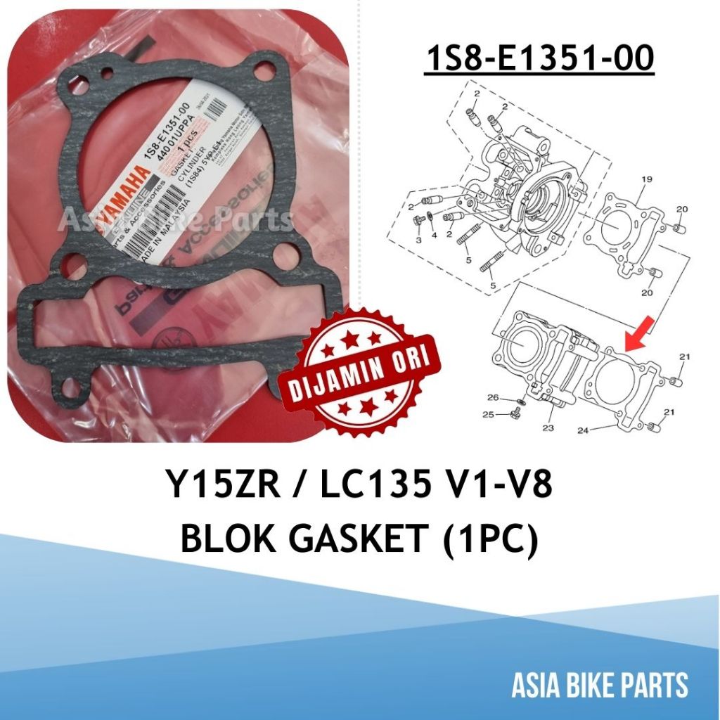 Yamaha Original LC135 V1 V2 V3 V4 V5 V6 V7 V8 / Y15ZR Blok Gasket - 1S8-E1351-00 | Shopee Malaysia