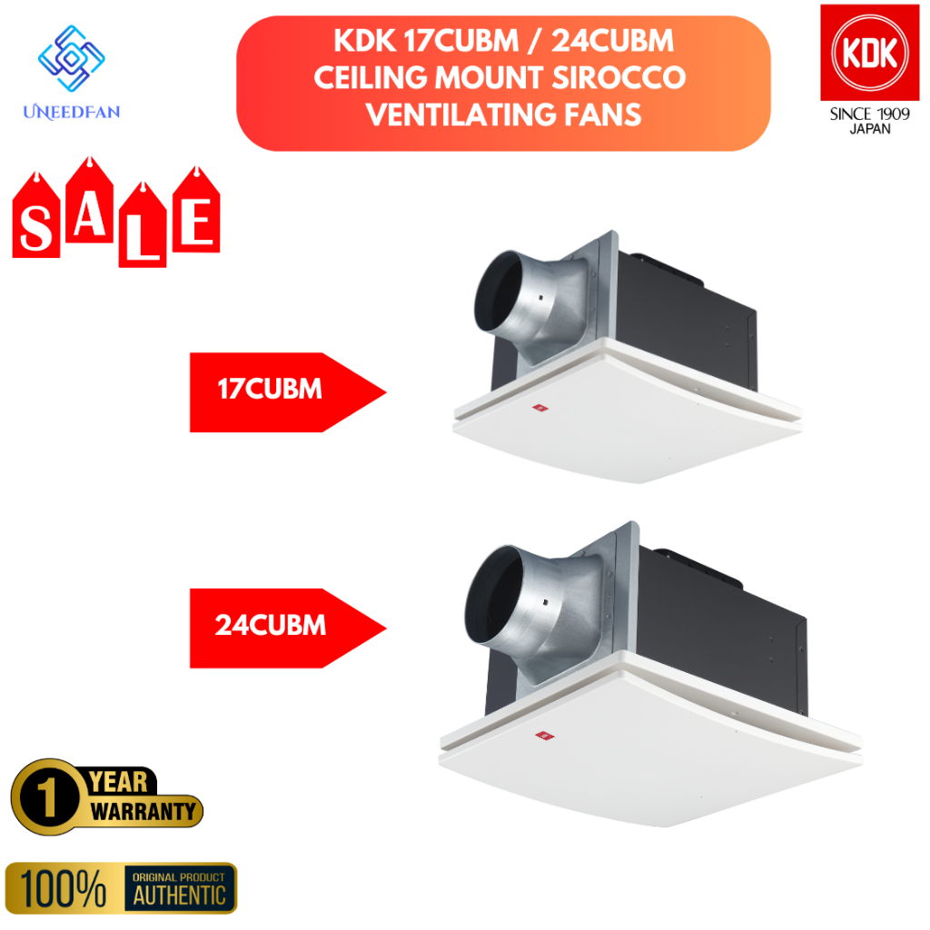 KDK 17CUBM/24CUBM STEEL TYPE CEILING MOUNT SIROCCO VENTILATING/EXHAUST ...