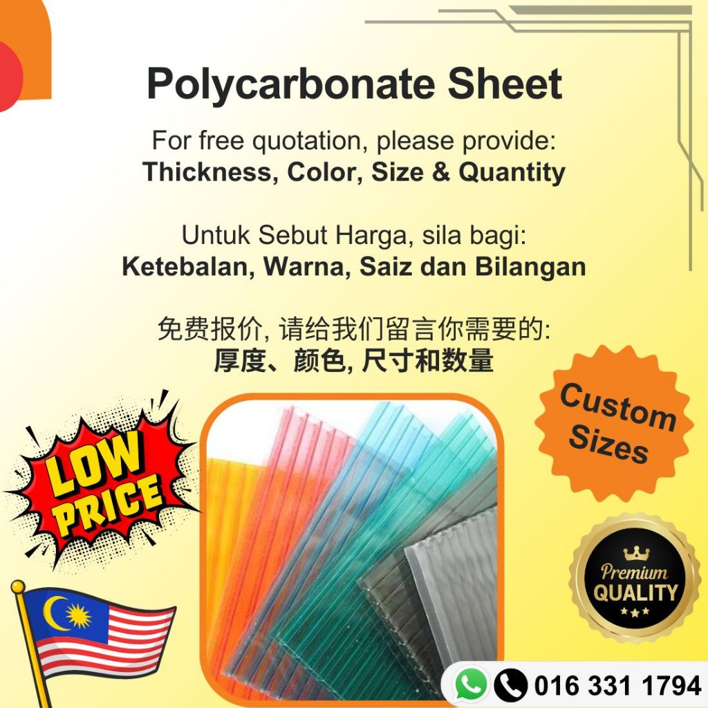 Polycarbonate Sheet (Roofing) [All Sizes ] Atap Awning Bumbung ...