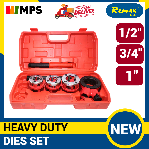 REMAX MANUAL RATCHET GI PIPE DIES SET ½”, ¾”, 1” RATCHET PIPE THREADING ...
