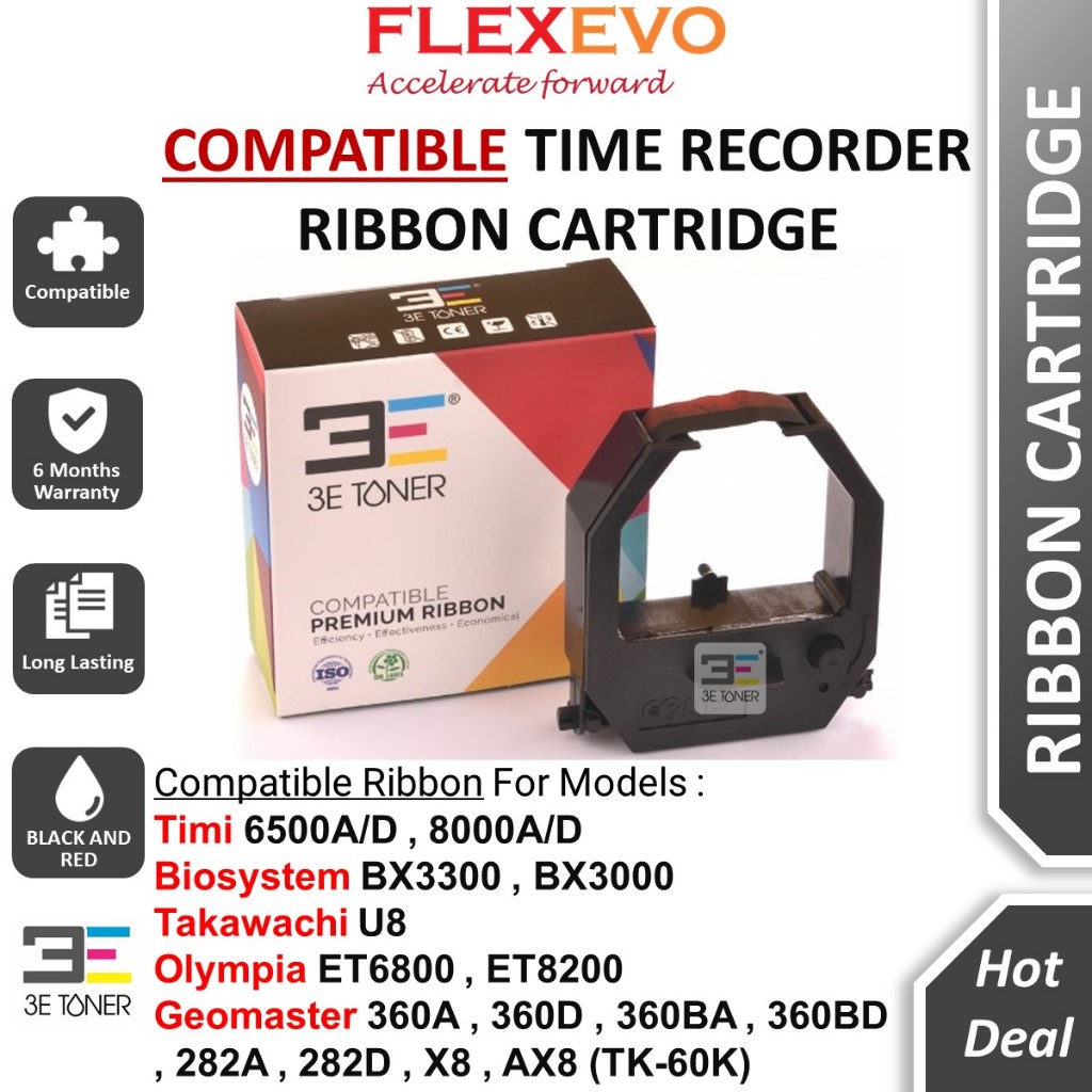 Compatible Punch Card Time Recorder Ribbon Cartridge Dual Color for ...