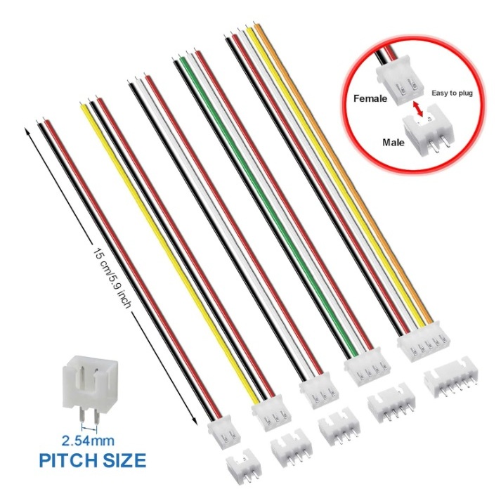2sets of XH2.54 JST 2.54mm XH Cables XH-2.54 Connectors Female Pitch 2p 3p 4p 5p till 10pin Male ...