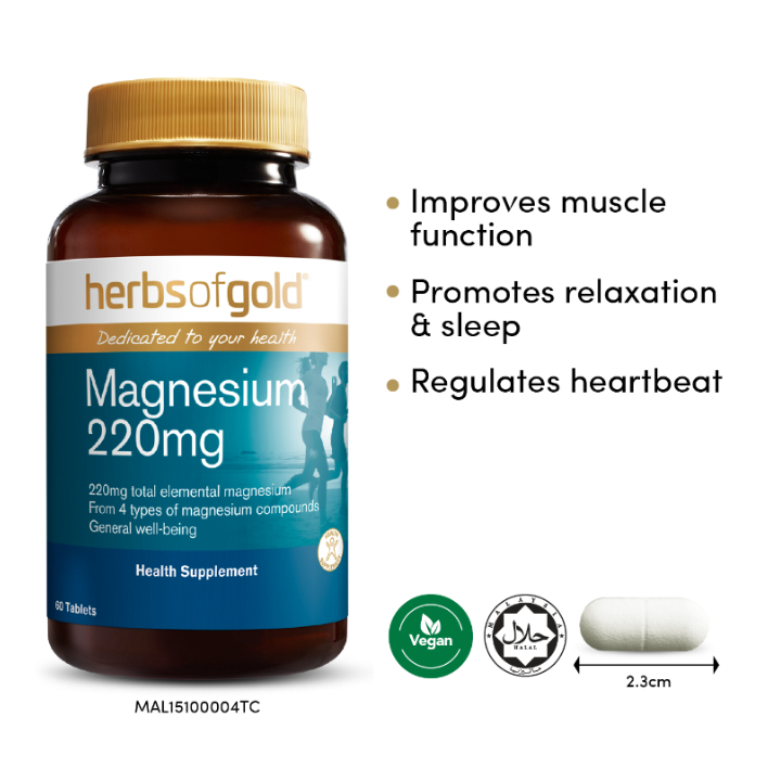 Herbs of Gold Magnesium 220mg (60 tablets X 2 bottles) | Shopee Malaysia