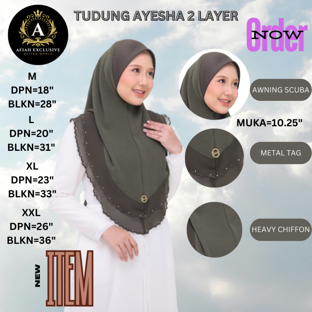 Tudung Ayesha 2 Layer | Premium quality Hijab | Shopee Malaysia