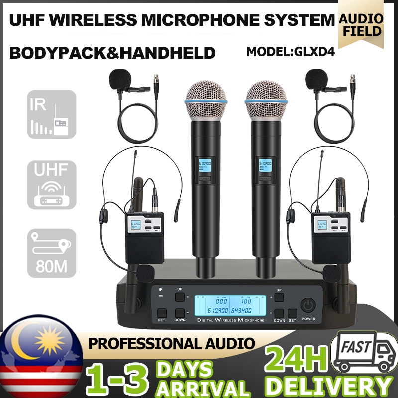 GLXD4 UHF Digital Wireless Microphone System, stable signal high performance suitable for sound ...