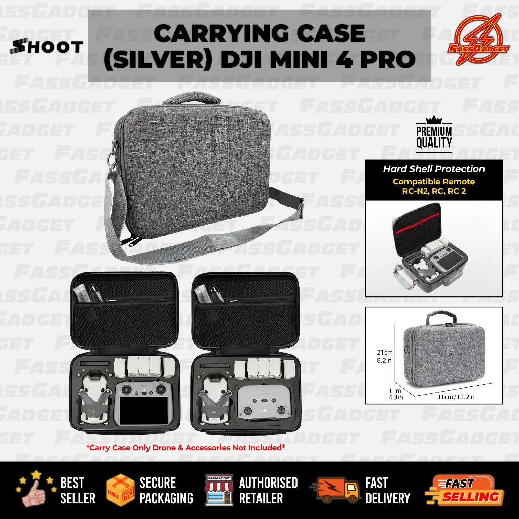 (🔥READYSTOCK🔥) DJI MINI 4 PRO CARRYING CASE - SILVER (SHOOT) | Shopee ...