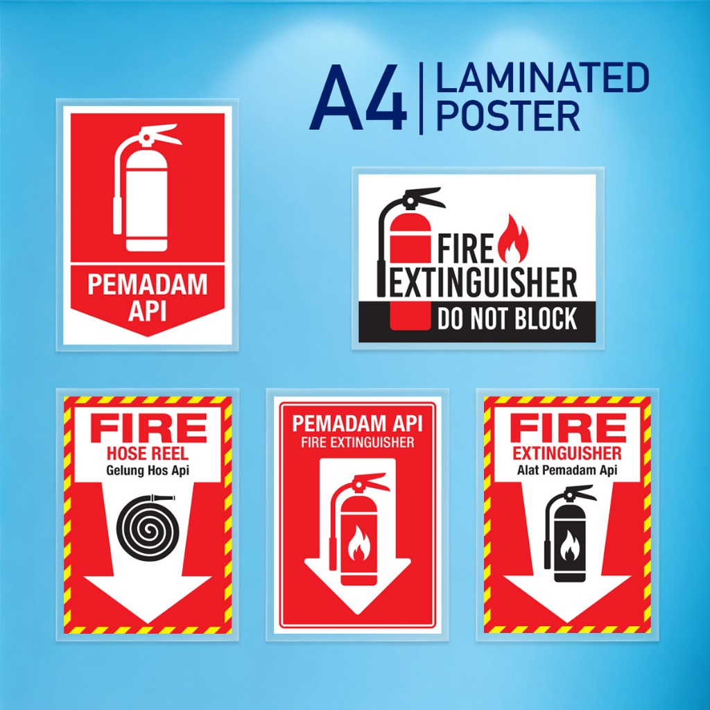 [Laminated Poster] A4 Size Papan Tanda Signage Fire Extinguisher Sign ...