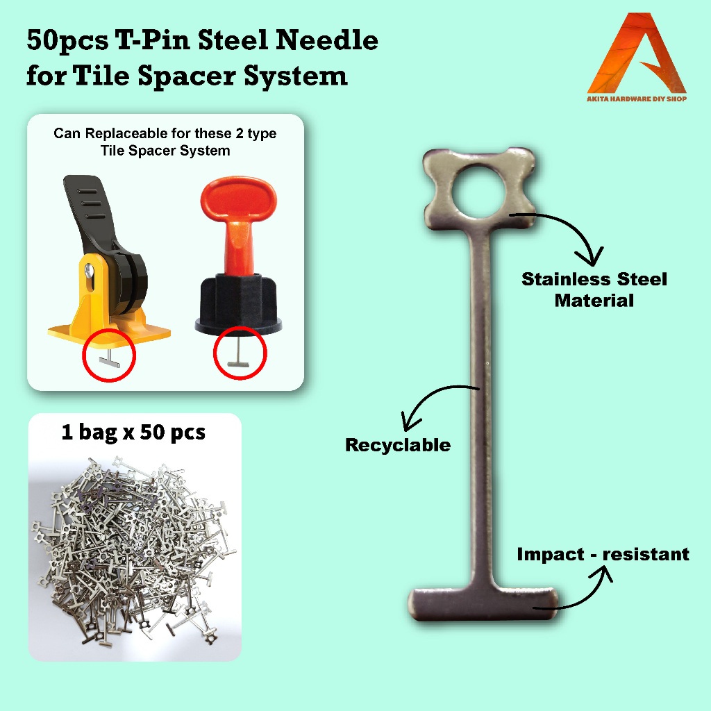 50pcs Replaceable T-Pin Steel Needle for Tile Spacer System Reusable T ...