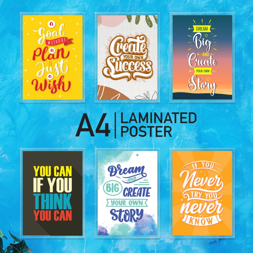 [Laminated Poster] A4 Size Motivational Quotes Poster Home School ...