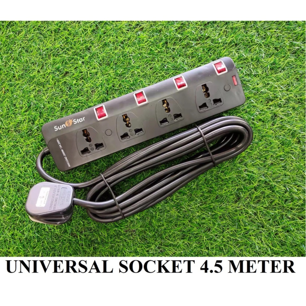 [READY STOCK]EXTENSION TRAILING SWITCH SOCKET 4 WAY UNIVERSAL SOCKET ...
