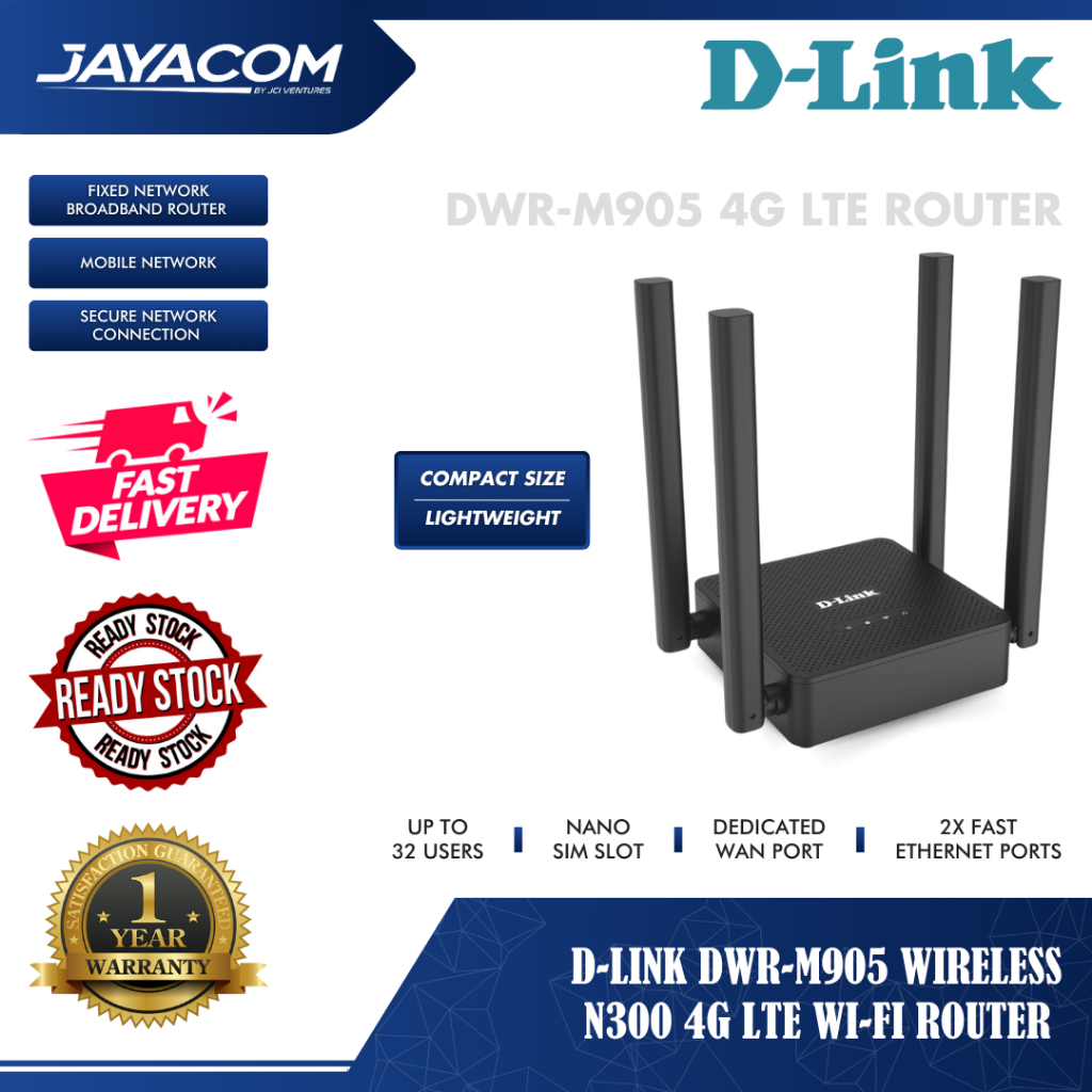 D-Link DWR-M905 Wireless N300 4G LTE Wi-Fi Router (Up to 32 Devices ...