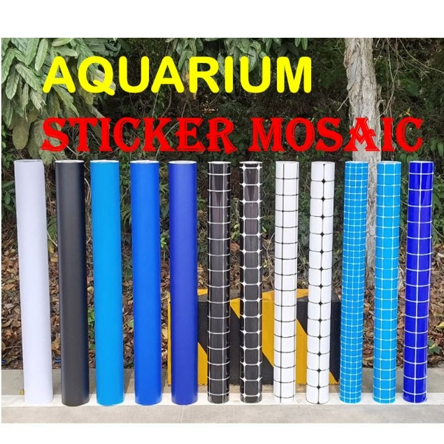 AQUARIUM Sticker mosaic style background sticker black white blue ...