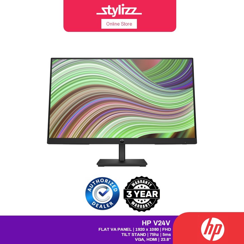 HP V24V FLAT MONITOR - 23.8" INCH, VA PANEL, 1920 X 1080, FHD, 75hz ...