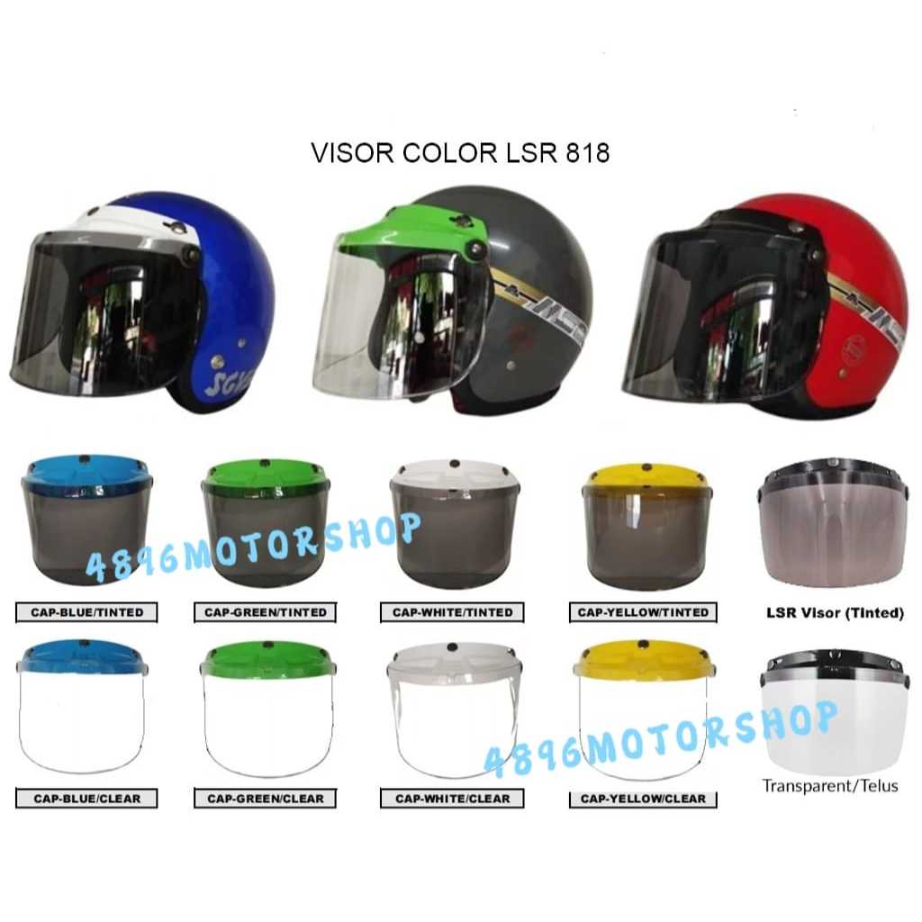 LSR 818 3 BUTTON HELMET VISOR COLOR CAP BOGO DESIGN GREEN WHITE BLUE ...