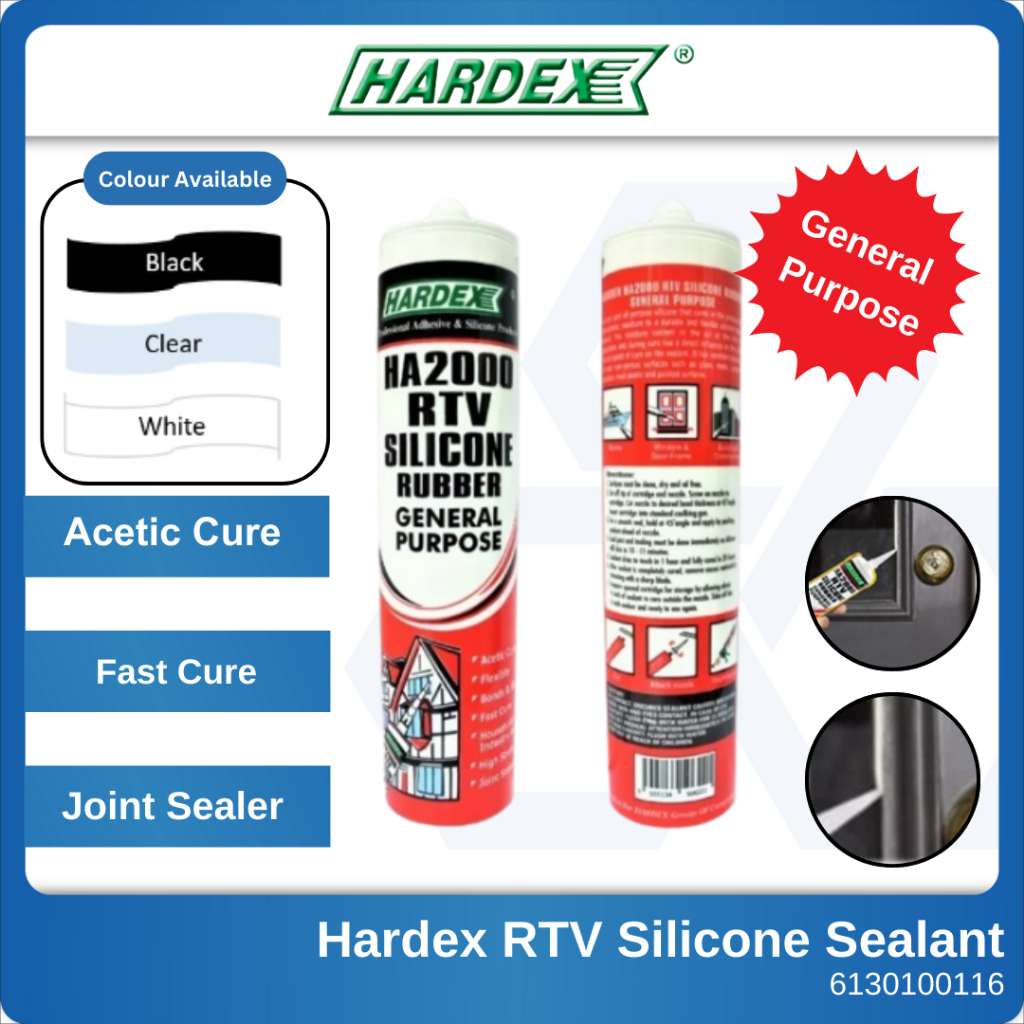 HARDEX HA-2000 Black Clear White RTV General Purpose Silicone Sealant ...