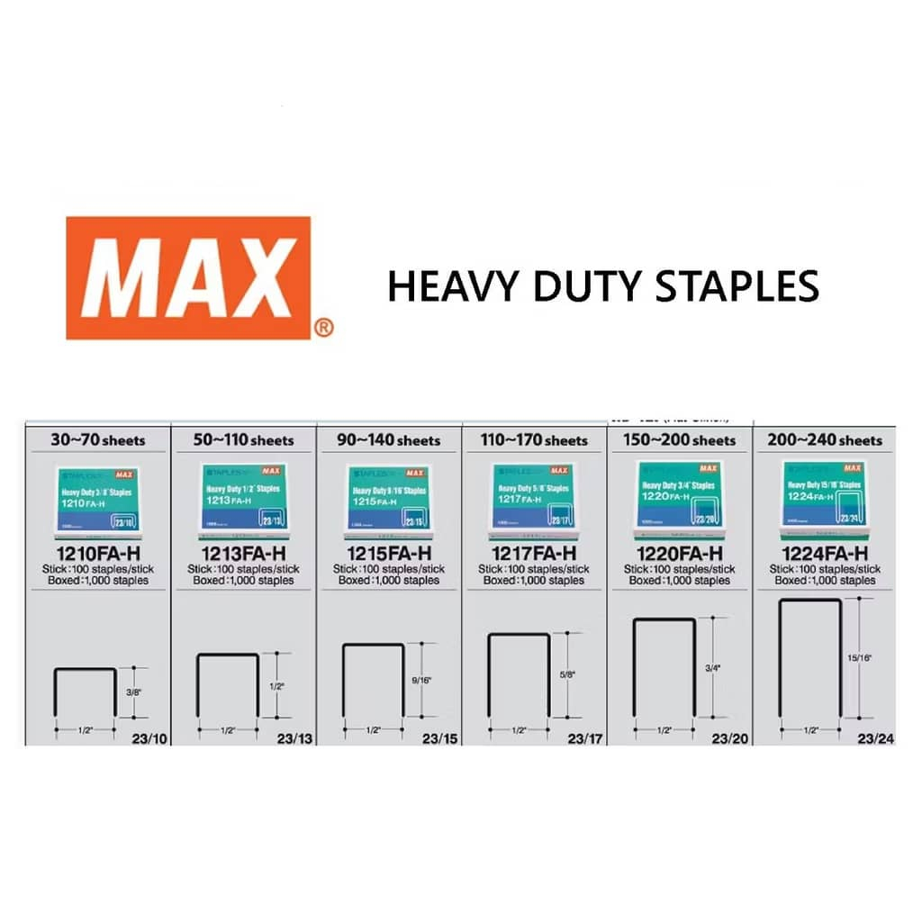 (ORI) MAX HEAVY DUTY STAPLES 1210 / 1213 / 1215 / 1217 / 2115 UBAT ...