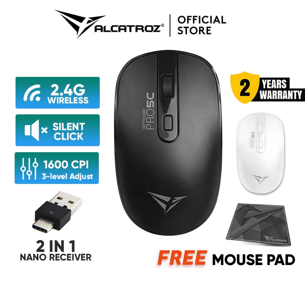 Alcatroz AirMouse Pro 5C Silent Click Wireless Mouse | 2.4G Wireless ...