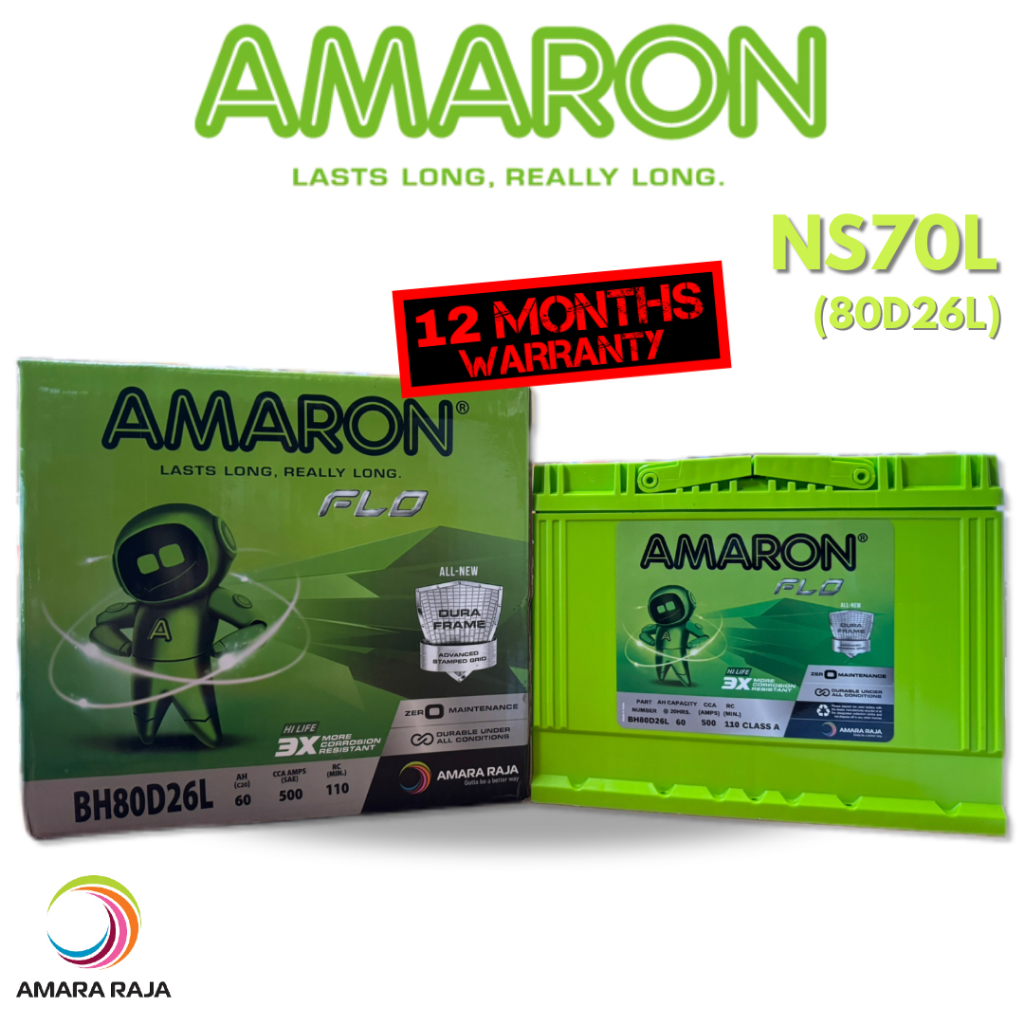 【SABAH】Amaron Hi Life NS70L NS70R 80D26L 80D26R Car Bateri Kereta Made ...