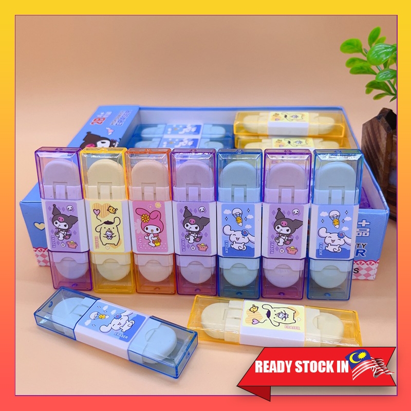 New cute double head eraser Kuromi Cinnamoroll Purin Melody | Shopee ...