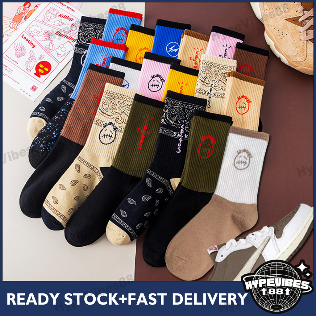 HypeVibes Travis Scott Cactus Jack Logo Socks 41 Colours Cotton Socks ...