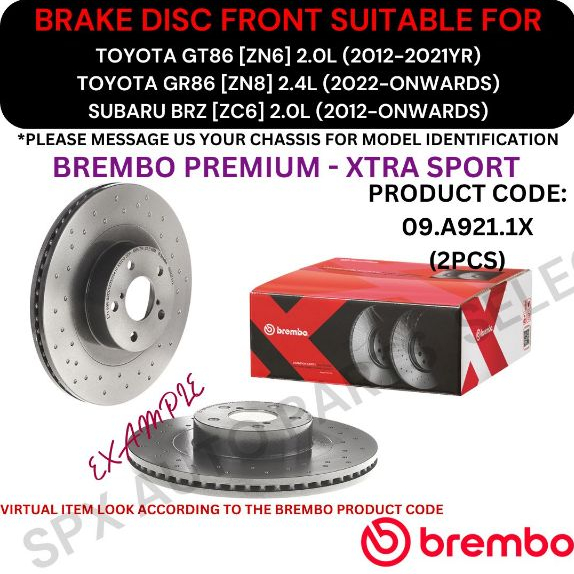 BREMBO GENUINE DISC BRAKE ROTOR (FRONT) FOR TOYOTA GT86 [ZN6] '12-21YR ...