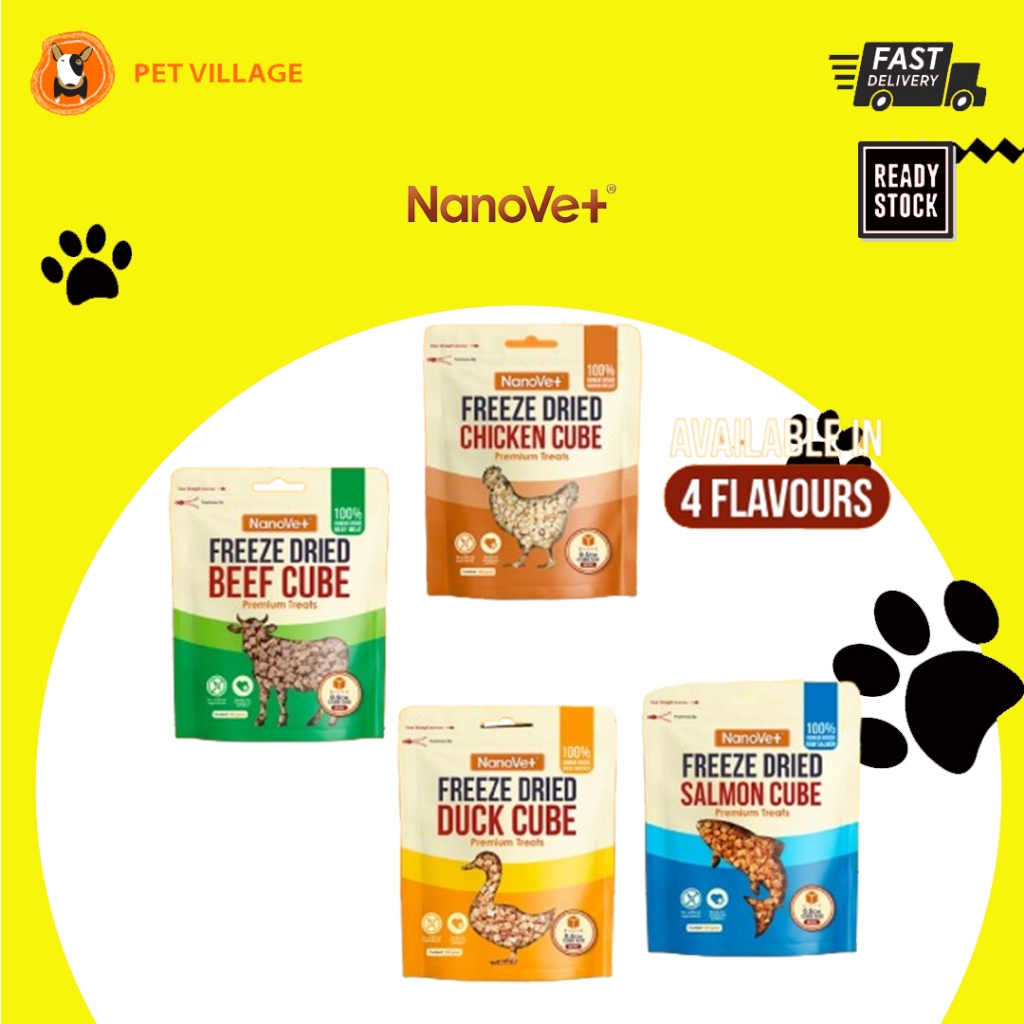 NANOVET Freeze Dried Cube Premium Treats For Cats & Dogs Beef/Chicken ...
