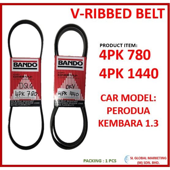 BANDO FAN BELT 4PK 780/4PK 1440 FOR PERODUA KEMBARA 1.3 - ALTERNATOR ...