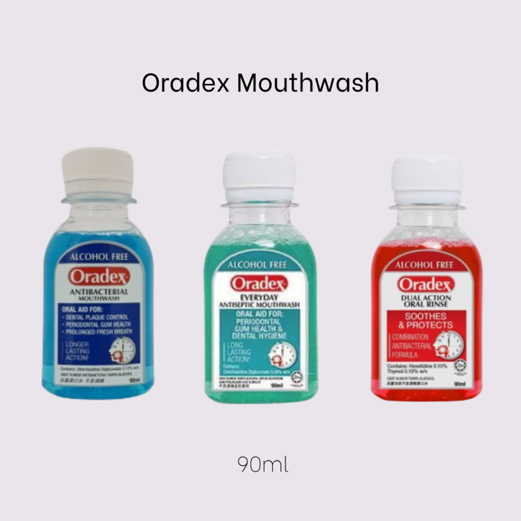 Oradex Alcohol-Free Mouthwash 90ml (Antibacterial / Everyday Antiseptic ...