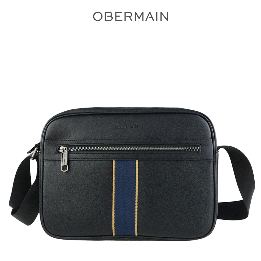 OBERMAIN Men's Messenger Bag / Synthetic Leather / Black / OBC399P4 ...