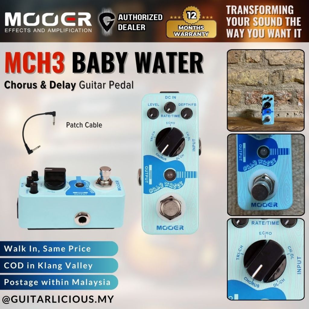 Mooer MCH3 Baby Water Chorus & Delay Pedal Micro Series Guitar Pedal ...