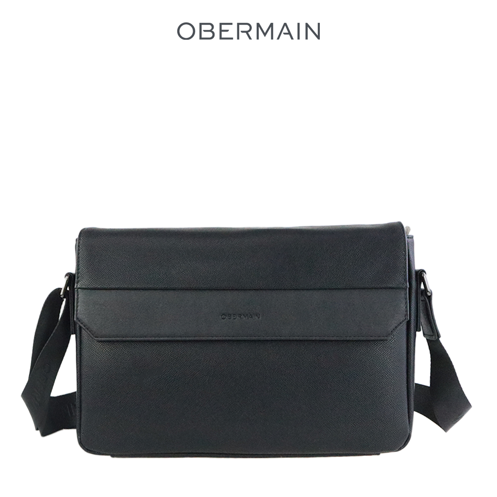 OBERMAIN Men's Messenger Bag / Synthetic Leather / Black / OBC450P1 ...