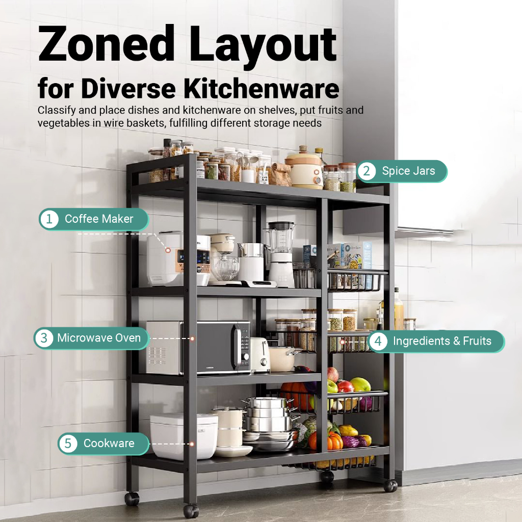 Kitchen Storage Rack With Wheels Vegetable Storage Rack Multi-Purpose ...