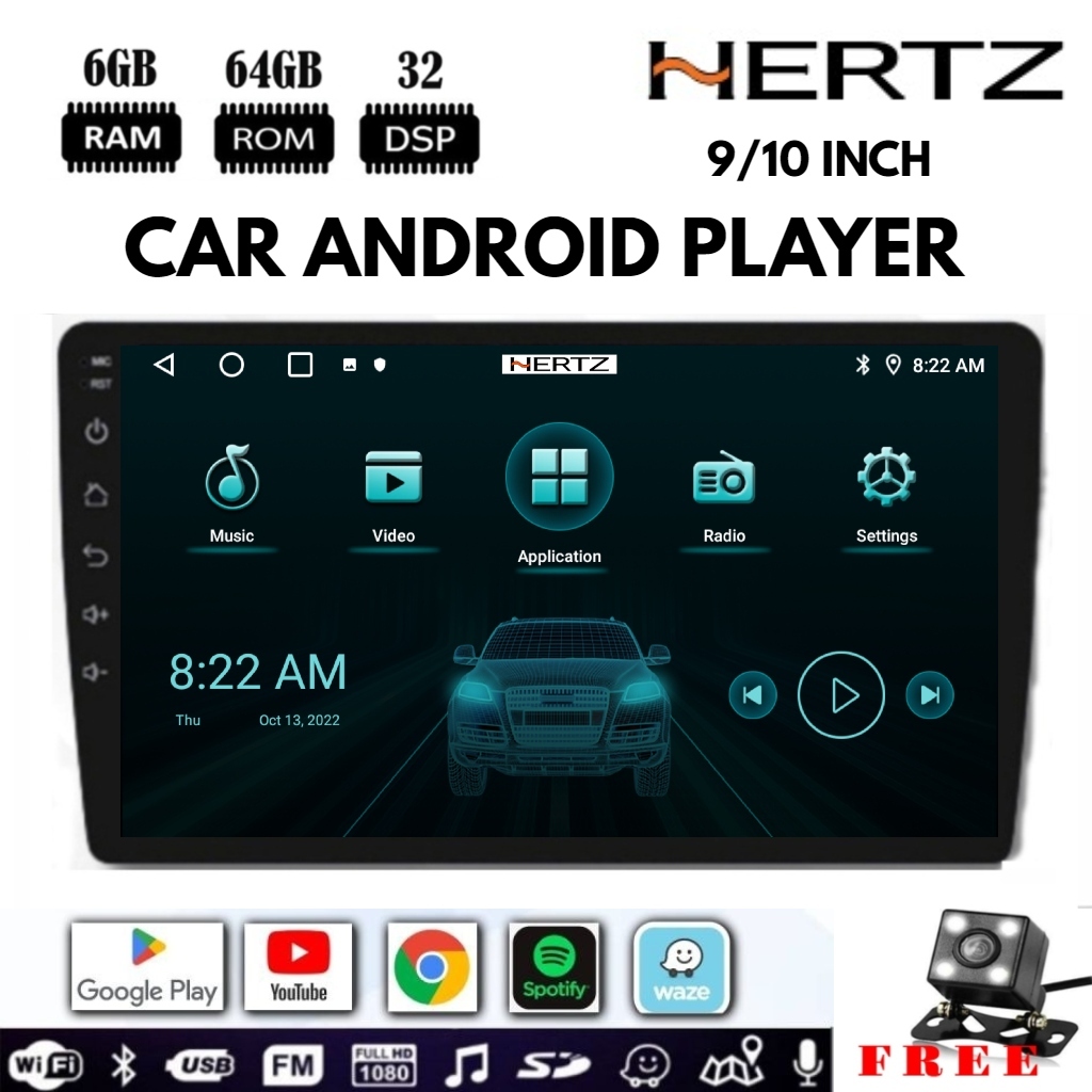[6GB RAM+64GB ROM] QLED Hertz Android Player 9"10" inch Quad Core Car ...