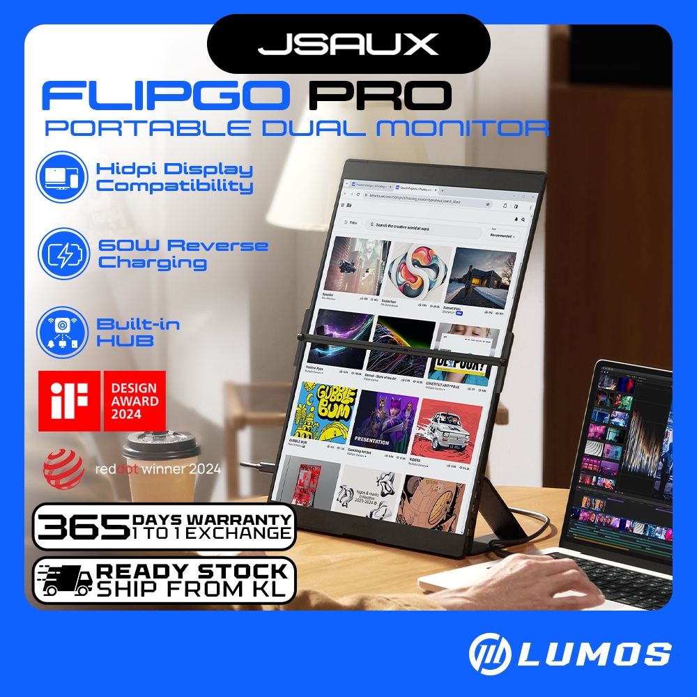 JSAUX PM0201 PM0205 FlipGo Pro Portable Dual Monitor 13.5 /15.6 /16 ...