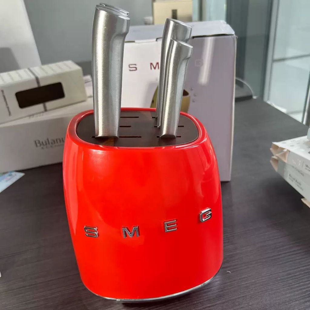 Smeg knife holder set retro home kitchen stainless steel Japanese style ...
