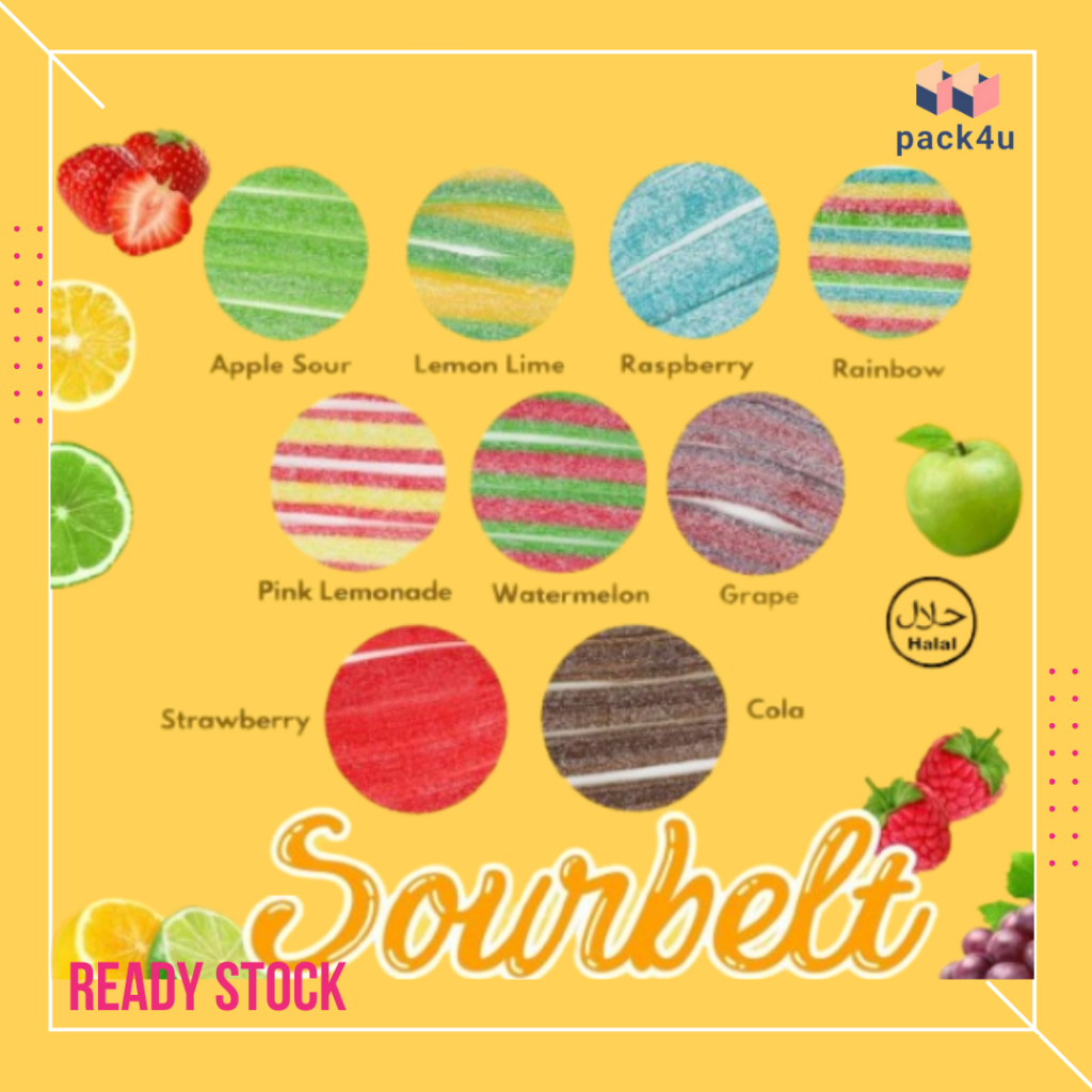 Halal Sourbelt Chewy Candy Sour Gummy Candies Gula Gula Masam Manis ...