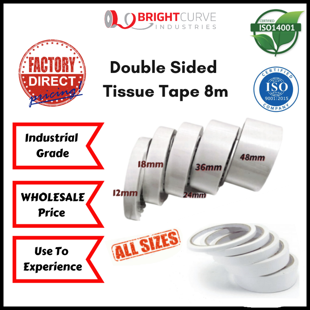 *Bulk Discount Price* Premium Double Sided Tissue Tape 8m (6mm 12mm ...
