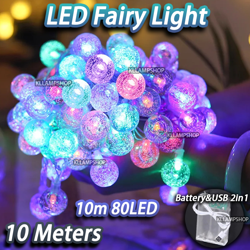 💚10M 80LED Hari Raya Fairy Light Lampu Raya Battery&USB LED ligth strip ...