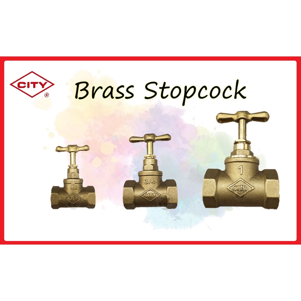 BRASS STOP COCK, CITY BRAND 15MM (1/2")/20MM (3/4")/25MM (1") | Shopee ...