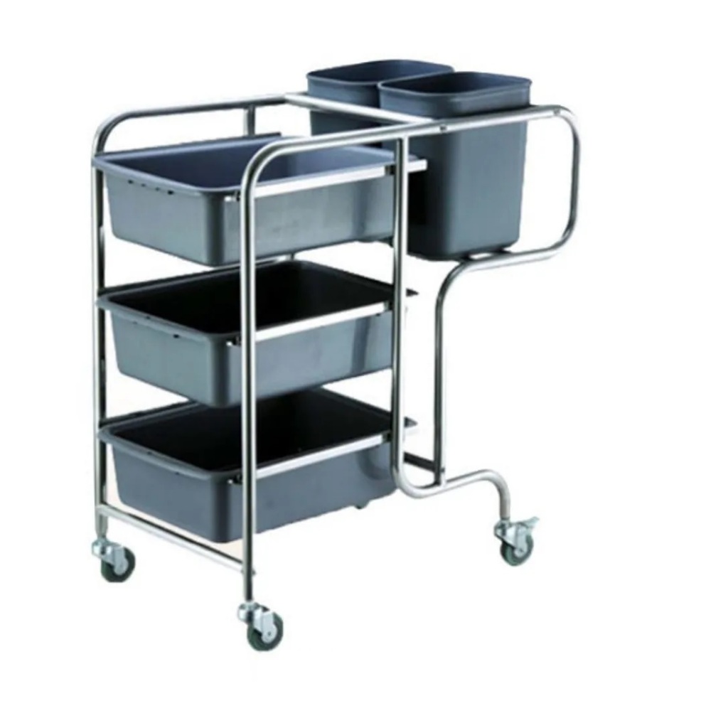 3+2 Stainless Steel Dining Collector Cart Food Court Trolley Dishes ...