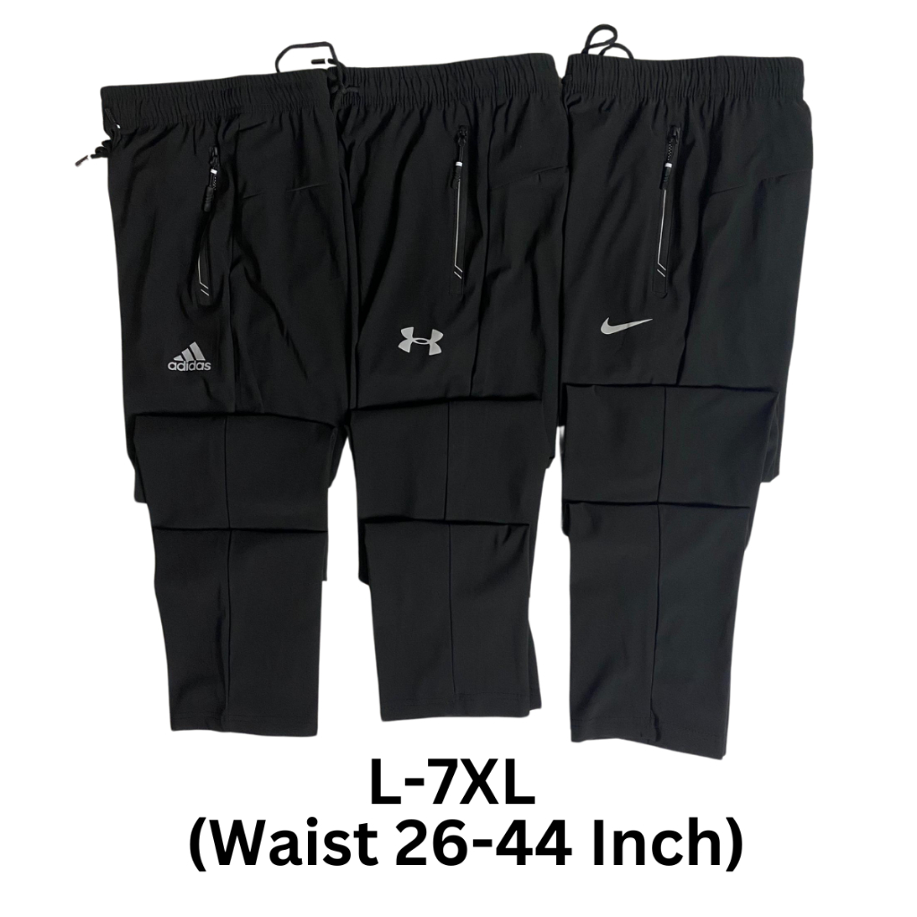 【BLACK LONG PANTS 】Unisex L-7XL Tracksuit Waist 26-44 Inch Trackbottom ...