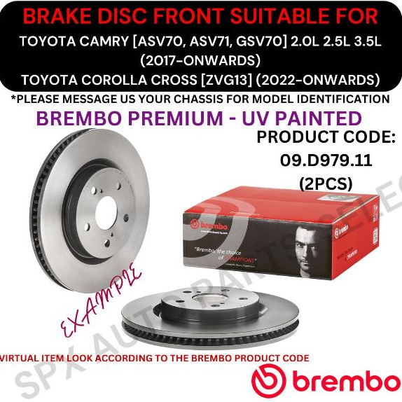 BREMBO GENUINE DISC BRAKE ROTOR (FRONT) FOR TOYOTA CAMRY [ASV70, ASV71 ...