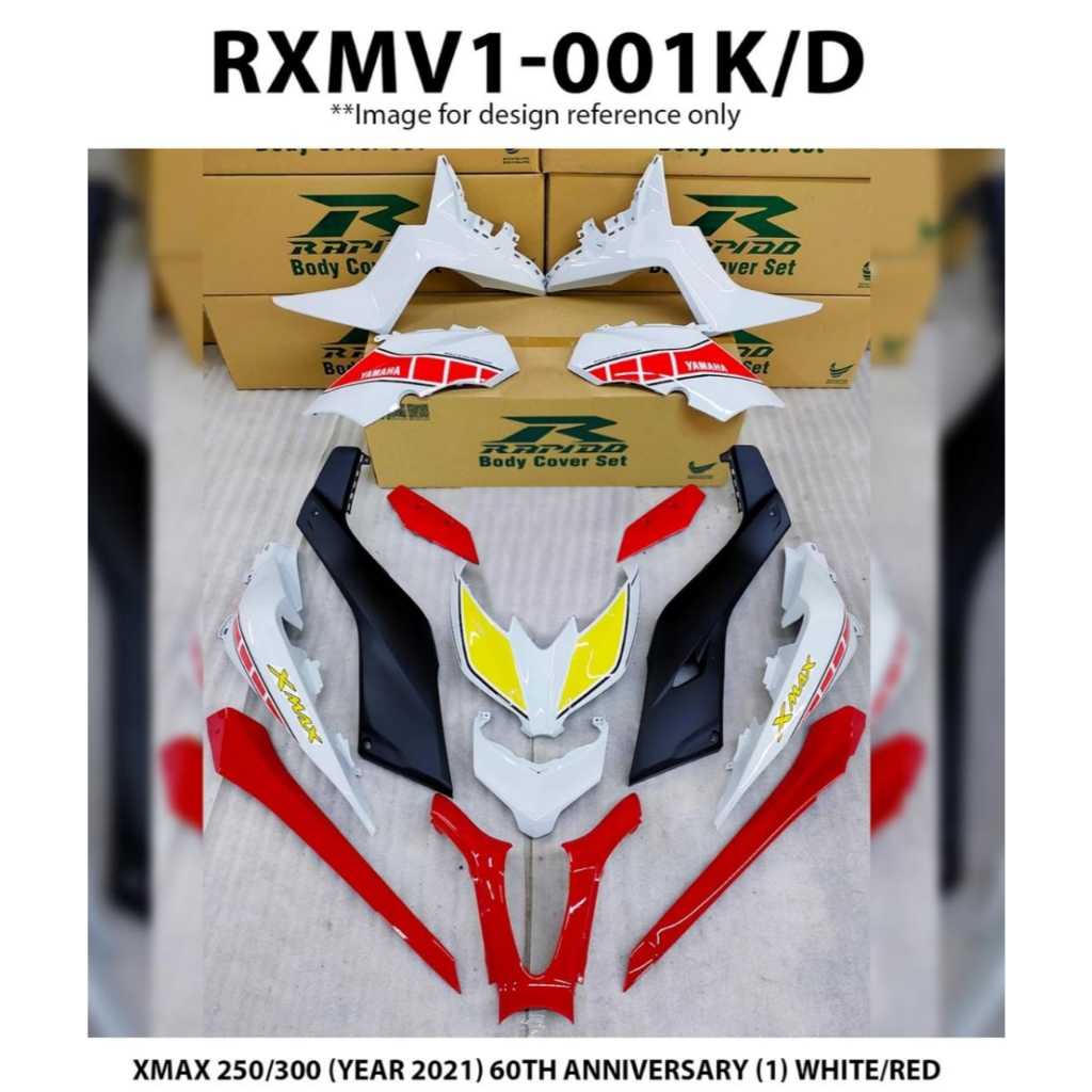 COVER SET XMAX 250/300 V1 YAMAHA XMAX COVERSET ANNIVERSRY 60TH RED ...