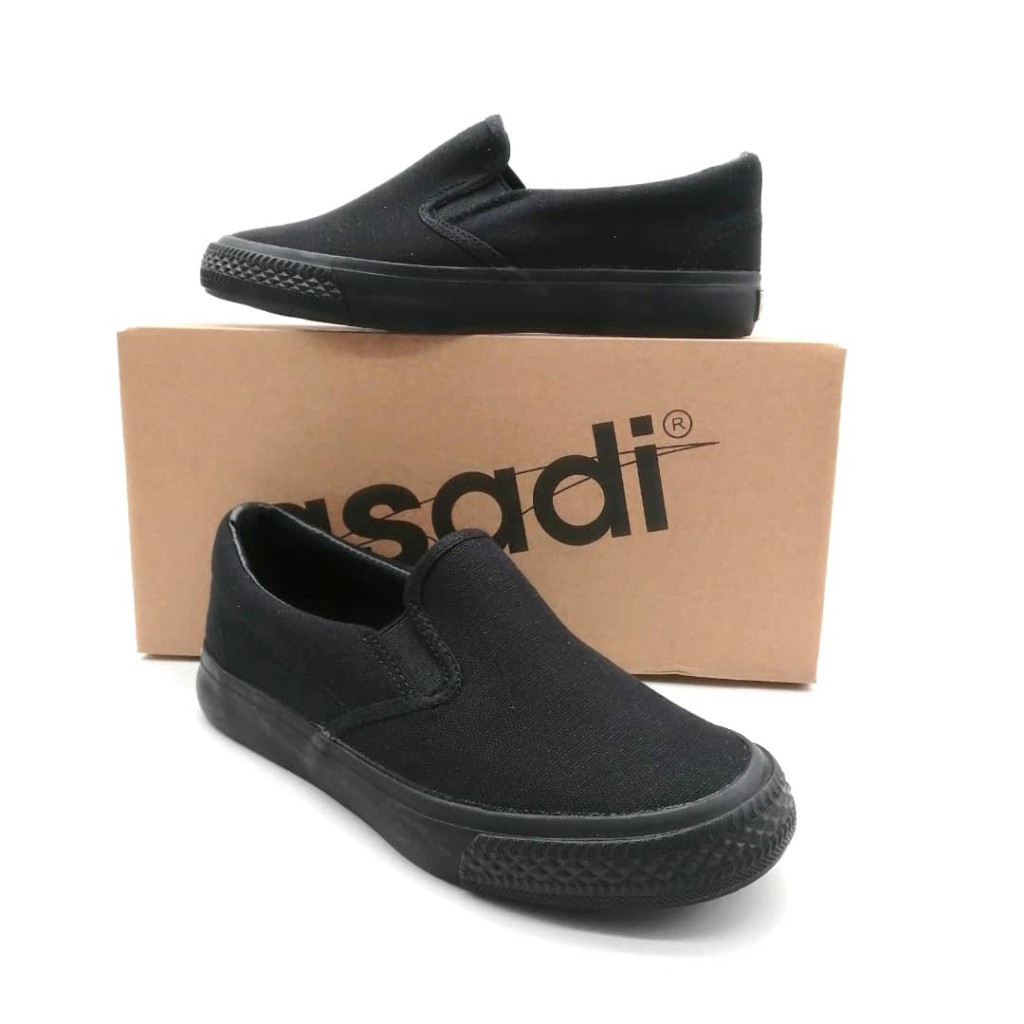 Ready Stock📢 5-6520 Asadi School Black Shoe/ Kasut Sekolah Kain Hitam ...