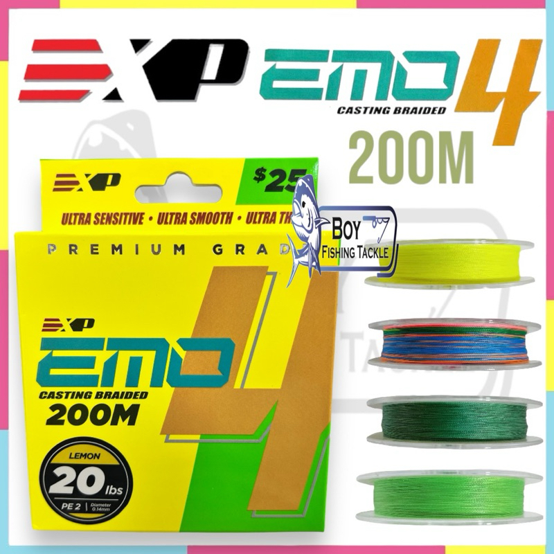 EXP EMO 4 CASTING BRAIDED 200M TALI BENANG EMO FISHING LINE | Shopee ...