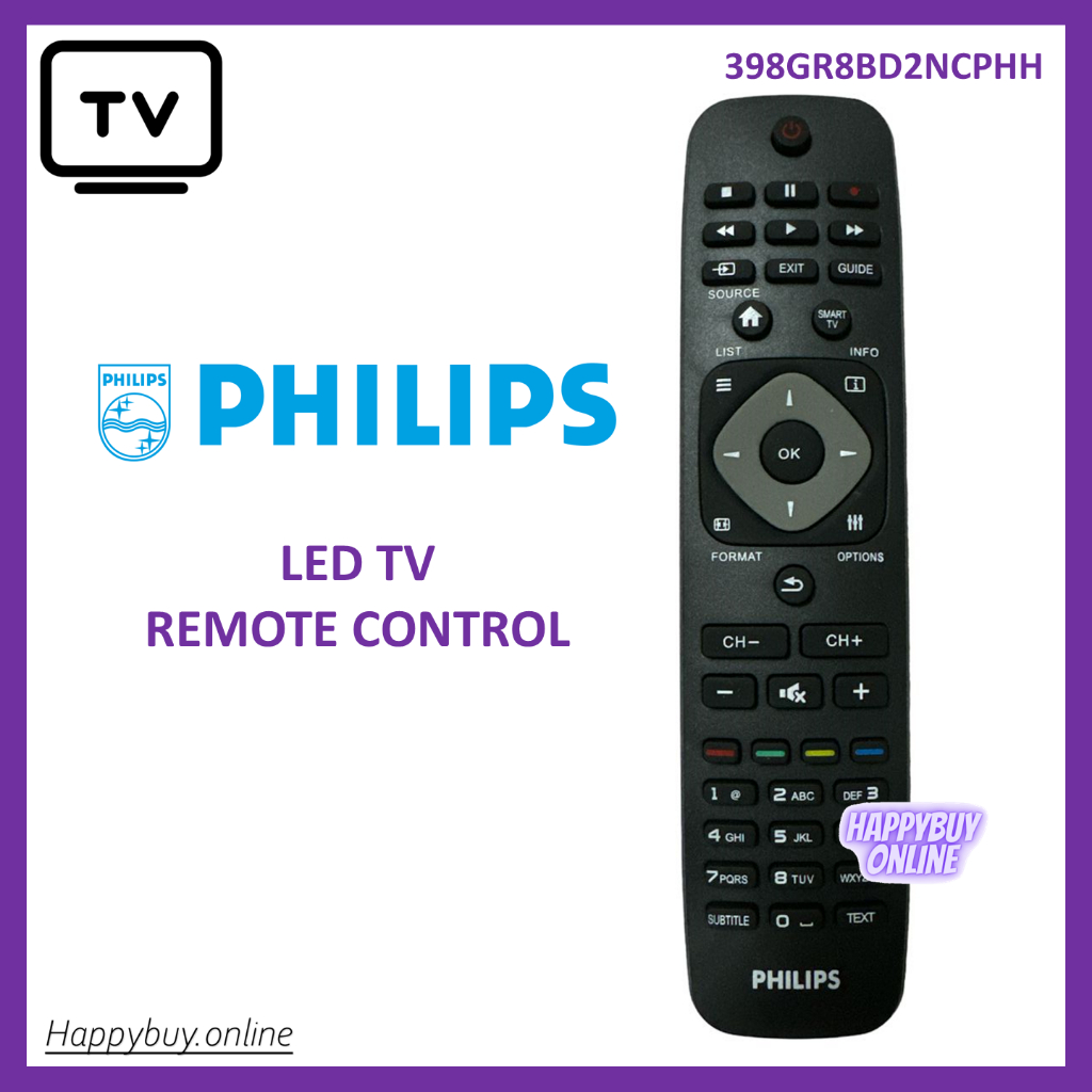 Philips Smart LED TV Remote Control 398GR8BD2NCPHH Philips Smart TV ...
