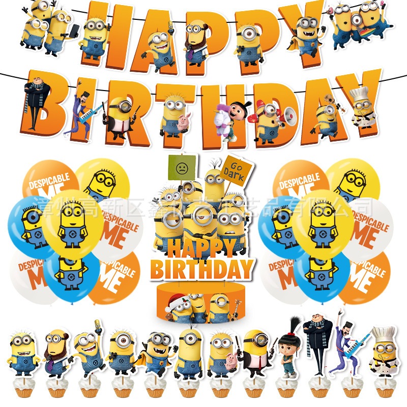 [Ready Stock][30pcs]DIY Minion Themed Birthday Decoration Set Banner ...