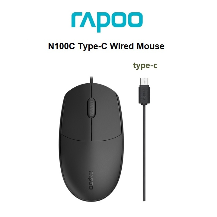 Rapoo N100C Type-C Wired Optical 1000 DPI Mouse | Shopee Malaysia